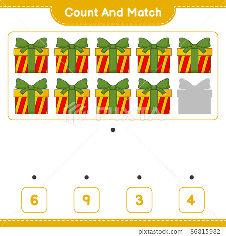 Count and match, count the number of Gift Box... - Stock Illustration ...