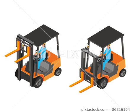 Forklift isometric illustration - Stock Illustration [86816194] - PIXTA