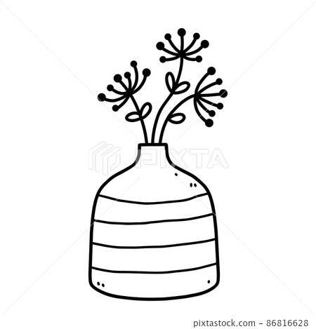 Cute doodle flowers in vase - Stock Illustration [86816628] - PIXTA