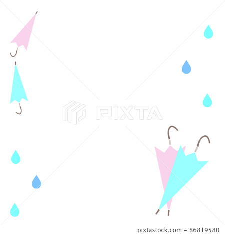 Pastel colored umbrella and raindrop frame - Stock Illustration ...