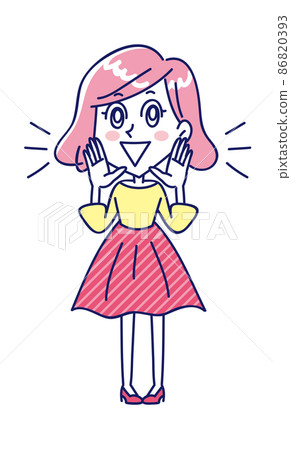 Young woman calling out loud - Stock Illustration [86820393] - PIXTA