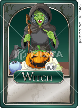 Old witch character game card template - Stock Illustration [86823652 ...