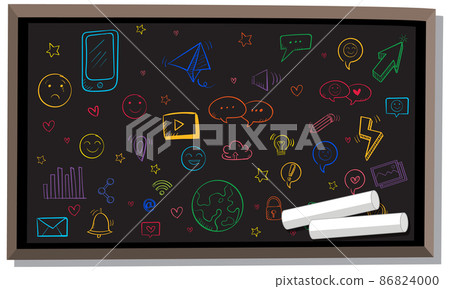 Hand drawn doodles on chalkboard - Stock Illustration [86824000] - PIXTA