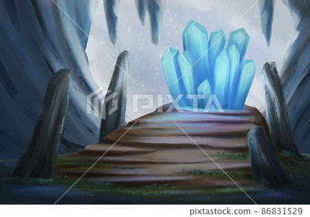 Big Crystal inside Snow Mountain Cave Fantasy... - Stock Illustration ...