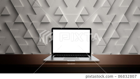 Modern laptop isolated on white background. 3D... - Stock Illustration ...