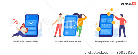 People use gadgets. set of icons, illustration - Stock Illustration ...