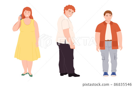 Man and Woman Character with Corpulent Body... - Stock Illustration ...