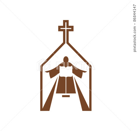 Christianity religion vector icon, praying... - Stock Illustration ...