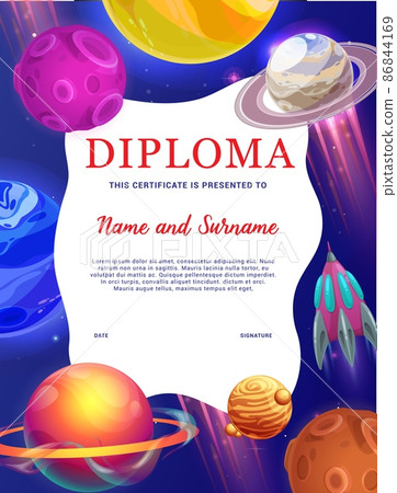 Fantastic universe kids diploma. Galaxy... - Stock Illustration ...