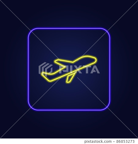 Beautiful stylish colorful neon airplane icon -... - Stock Illustration ...