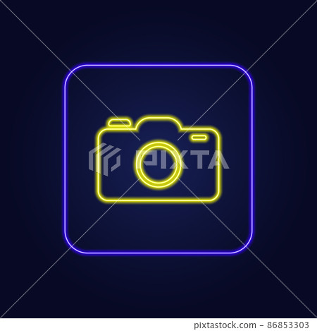 Beautiful stylish colorful neon camera icon -... - Stock Illustration ...