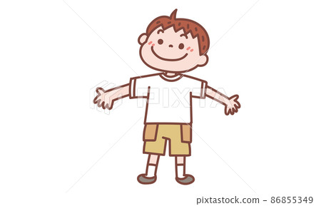 Boy taking a deep breath - Stock Illustration [86855349] - PIXTA