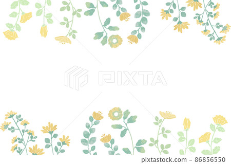 Natural flower (upper and lower frame) /... - Stock Illustration ...