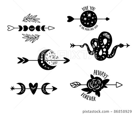 Celestial arrows set. Love arrow symbol.... - Stock Illustration ...