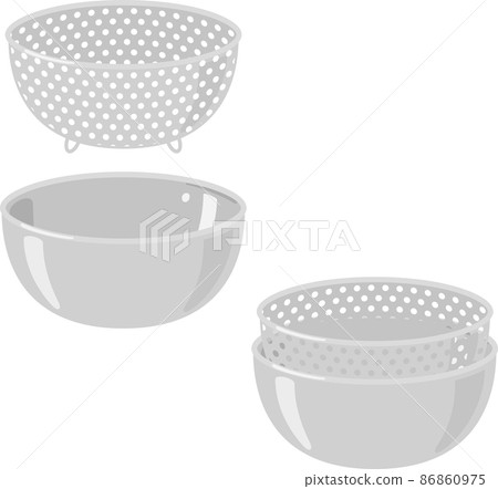 Bowl and punching colander set - Stock Illustration [86860975] - PIXTA