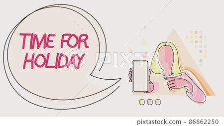 Text caption presenting Time For Holiday....-插圖素材 [86862250] - PIXTA圖庫