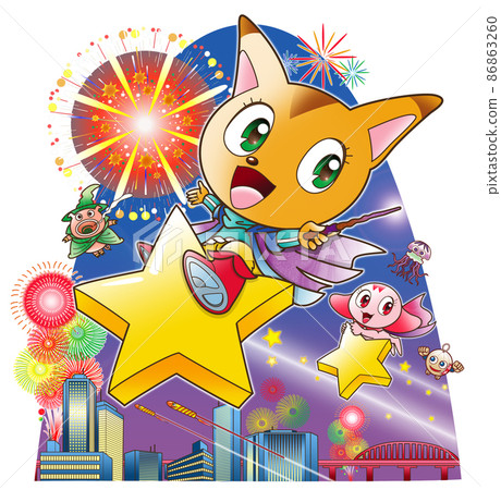 Fireworks, characters, images - Stock Illustration [86863260] - PIXTA