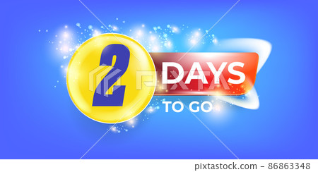 Two days to go countdown blue horizontal banner... - Stock Illustration ...