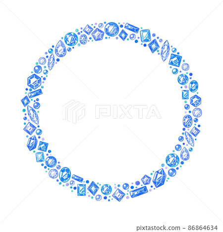 Watercolor blue gem wreath frame set raster... - Stock Illustration ...