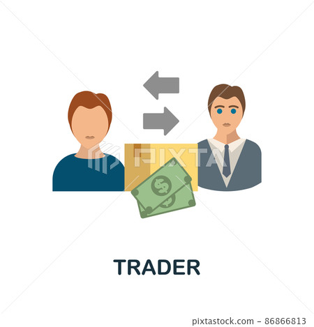 Trader flat icon. Colored element sign from... - Stock Illustration ...