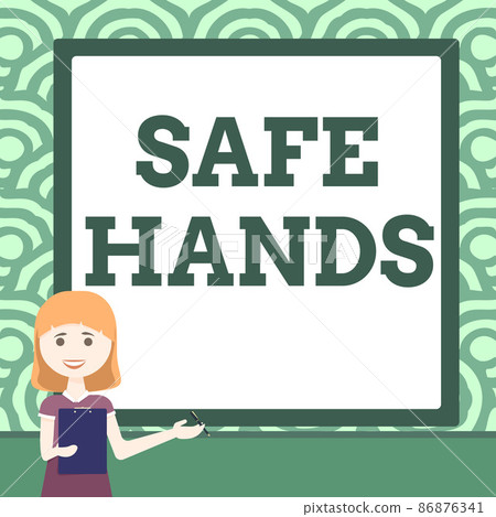 Text showing inspiration Safe Hands. Internet... - Stock Illustration ...