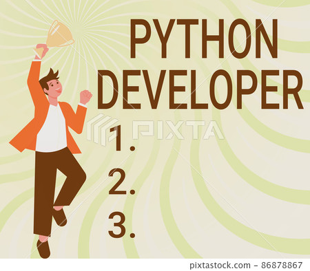 Conceptual caption Python Developer. Business... - Stock Illustration ...