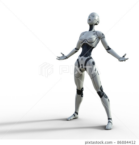 AI robot female android android perming3DCG... - Stock Illustration ...