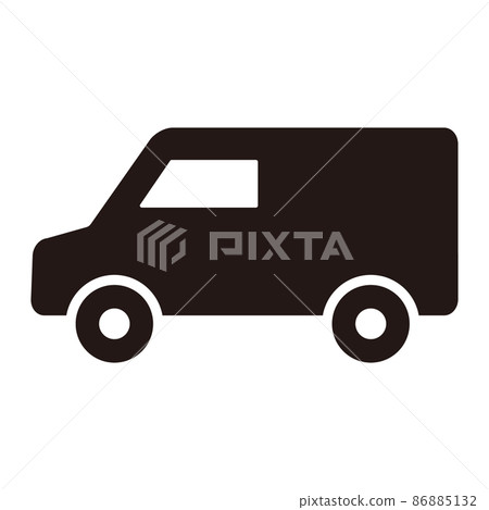 Van simple monochrome icon / white background - Stock Illustration ...