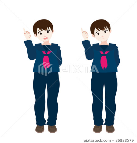 Schoolgirl in a sailor suit to point out - Stock Illustration [86888579 ...