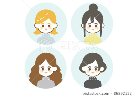 Cute young female icon (set) - Stock Illustration [86892132] - PIXTA