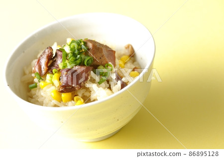 Cooked rice using yakitori and corn - Stock Photo [86895128] - PIXTA
