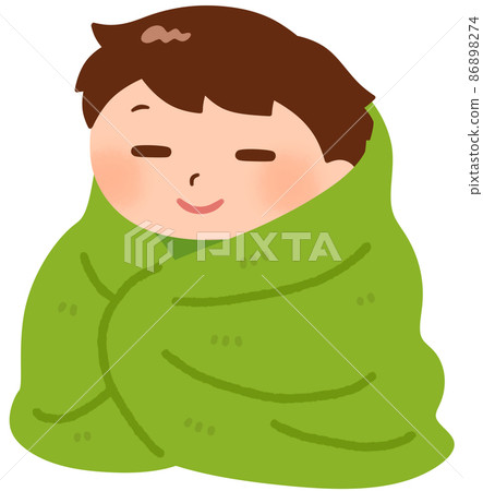 Boy wrapped in a blanket - Stock Illustration [86898274] - PIXTA