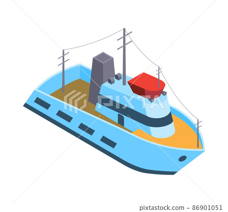 Modern Boat Isometric Composition - Stock Illustration [86901051] - PIXTA