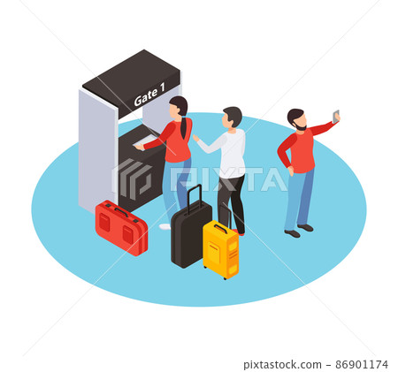 Travelers Gate Queue Composition - Stock Illustration [86901174] - PIXTA