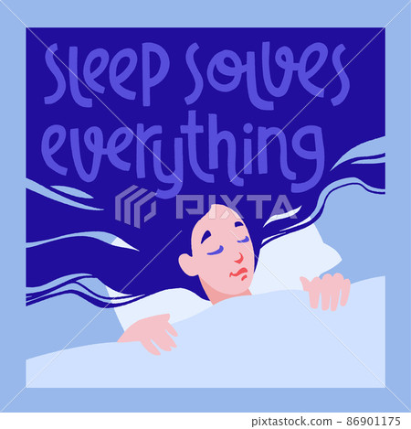 Sleep solves everything. Young woman with...-插圖素材 [86901175] - PIXTA圖庫