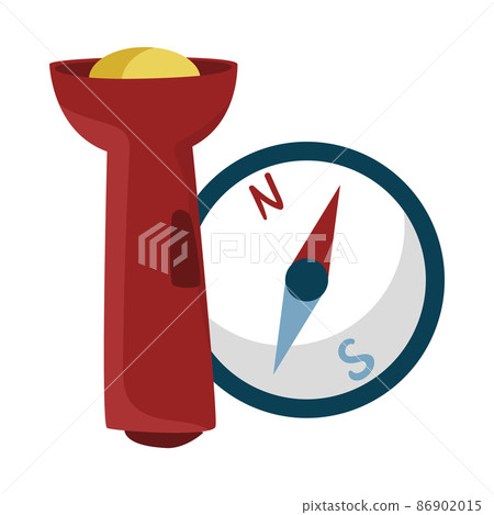 Camping Compass Torch Composition - Stock Illustration [86902015] - PIXTA