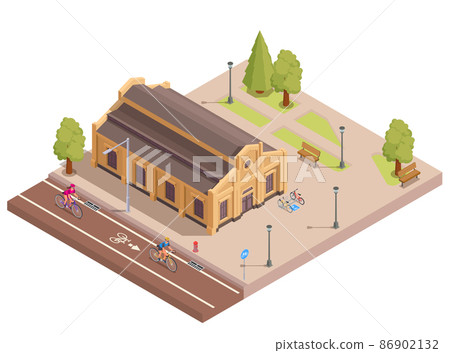 Old Industrial Building Isometric Composition - Stock Illustration ...