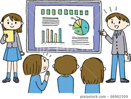 Students answering questions at the presentation - Stock Illustration ...