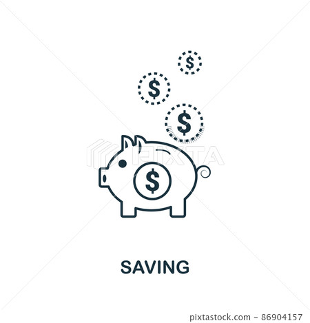 Saving outline icon. Thin line style icons from...-插圖素材 [86904157 ...