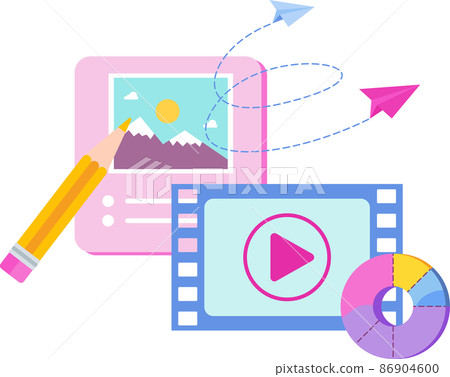 Sheet of paper and video screen. Content... - Stock Illustration ...