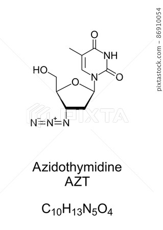 Azidothymidine (AZT), chemical formula and... - Stock Illustration ...
