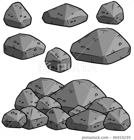 Set of gray cartoon granite stones of different... - Stock Illustration ...