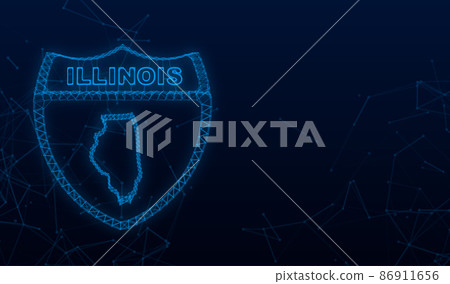 Plexus icon map of the state of Illinois from... - Stock Illustration ...