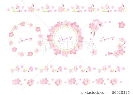 Sakura flower frame frame and decorative ruled... - Stock Illustration ...
