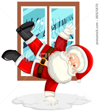 Santa Claus doing flip by the window - Stock Illustration [86925670 ...