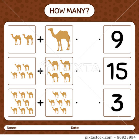 How many counting game with camel. worksheet... - Stock Illustration ...