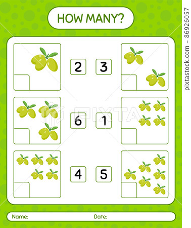 How many counting game with olive worksheet for...-插圖素材 [86926057 ...