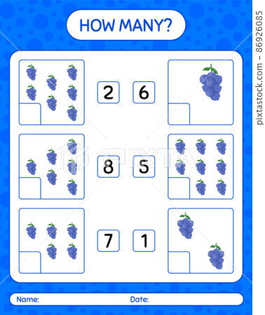 How many counting game with blueberry worksheet... - Stock Illustration ...