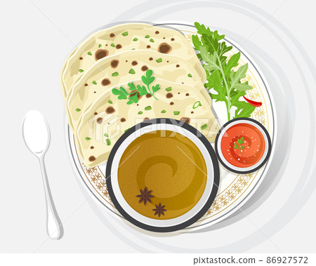 Indian food kulcha, Kulcha Indian Bread, Vector... - Stock Illustration ...