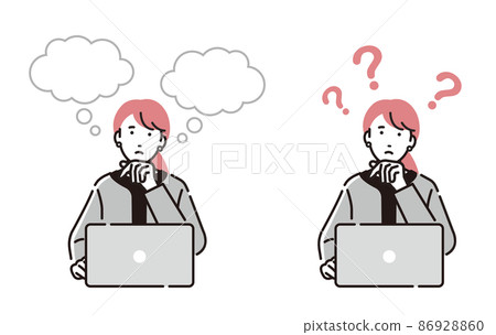 A business person who thinks while using a... - Stock Illustration ...